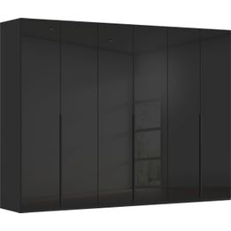 Dreht&uuml;renschrank Rauch "Kleiderschrank Schrank Garderobe W&auml;scheschrank BESTSELLER MONTCLAR", schwarz, glas schwarz, griffe schwarz, B:301cm H:223cm T:60cm, Holzwerkstoff, Schr&auml;nke, Dreht&uuml;renschrank, Front in Glas/Hochglanz/Dekor/Grauspiegel in 5 Breiten MADE IN GERMANY, Topseller