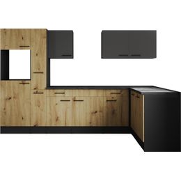 Winkelk&uuml;che respekta "Oliver", braun (k&uuml;che: grau, front: grau matt, korpus: grau matt, arbeitsplatte: granit optik), B:310cm H:205cm T:172cm, Komplettk&uuml;chen-Sets, Breite 310 cm, 90 cm Arbeitsh&ouml;he, in exklusiver Konfiguration f&uuml;r OTTO