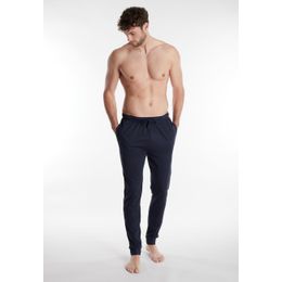 Pyjamahose Tom Tailor "Cansas", Herren, Gr. 50 (M), N-Gr, blau (blau, dunkel, uni), Single Jersey, Obermaterial: 100% Baumwolle, unifarben, Basic schmal lang, Hosen Pyjamahose, Bindeband, Seitentaschen, schmaler Fit, bequem, weich, atmungsaktiv