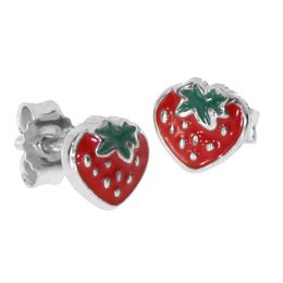 Paar Ohrstecker OSTSEE-SCHMUCK "- Erdbeere - Silber 925/000 -" Gr. 6, rot, Ohrringe, Damen, Silber 925 (Sterlingsilber)
