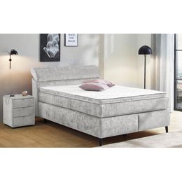 Jockenh&ouml;fer Boxspringbett JOCKENH&Ouml;FER GRUPPE "Diva, inkl. 7-Zonen-TTFK-Matratze", hellgrau 433, 29, B:149cm L:231cm, Bezug Bett: Chenille (100% Polyester);Topper und Matratzenspiegel: 100% Polyester, Komplettbetten, Boxspringbett, Kopfteil h&ouml;henverstellbar, KS-Topper