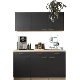 Mehrzweckschrank-Set respekta "Merle", schwarz, B:150cm H:200cm T:60cm, Kastenm&ouml;bel-Sets, Breite 150 cm, mit Soft-Close Funktion, Stangengriffe aus Metall