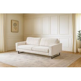 3-Sitzer Home Affaire "Maxi-Ausf&uuml;hrung Pinto, 236 cm, Cord, Chenille, Lederoptik", beige (cream), B:236cm H:85cm T:97cm, 92% Polyester, 8% Nylon, Sofas, mit Keder, schwarze Metallf&uuml;&szlig;e, Wellenunterfederung
