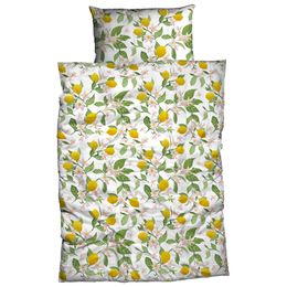 Bettw&auml;sche CASATEX "Lemon", gelb (gelb, gr&uuml;n), B/L: 135cm x 200cm, 1 Stk., 1 Stk., Satin, B/L: 80cm x 80cm, 2 Stk., Satin, Obermaterial: 100% Baumwolle, Bettw&auml;sche, Bettw&auml;sche, kr&auml;ftig sonnige Farben, tolles Design mit Zitronen