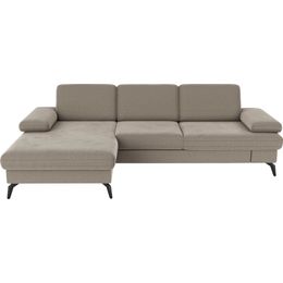 Sit & More Ecksofa SIT & MORE "Morris L-Form, inkl. Sitztiefenverstellung", beige (nature), B:275cm H:82cm T:171cm, 95% Polyester 5% Polyamid, Sofas, Ecksofa, wahlweise mit Armteilverstellung, Bettfunktion & Bettkasten