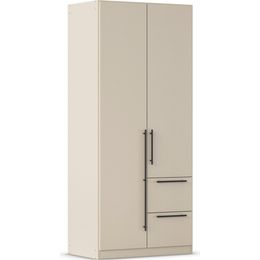 Kleiderschrank Rauch "Dreht&uuml;renschrank Schrank Garderobe W&auml;scheschrank Schlafzimmer AVOLA", beige (beige (champagner)), B:91cm H:197cm T:54cm, Holzwerkstoff, Schr&auml;nke, Kleiderschrank, mit hochwertigen Stangengriffen in Schwarz aus Metall MADE IN GERMANY