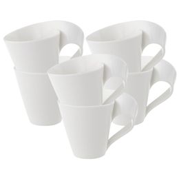 Villeroy & Boch Tasse VILLEROY & BOCH "Kaffeetassen NewWave 200 ml 6er Set wei&szlig;", wei&szlig;, Porzellan, Trinkgef&auml;&szlig;e, Tasse