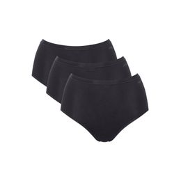 Slip Sloggi "Slip GO Daily Cotton Highwaist 3P 3er Pack", Damen, Gr. M, schwarz, Obermaterial: 95% Baumwolle CO. 5% Elasthan EL., Unterhosen Slip
