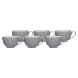 Ritzenhoff & Breker Tasse RITZENHOFF & BREKER "Kaffeetassen Doppio 200 ml 6er Set", grau, Porzellan, Trinkgef&auml;&szlig;e, Tasse