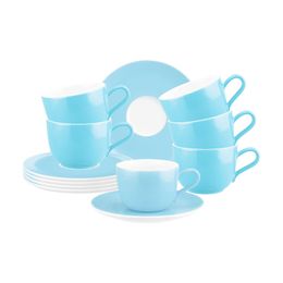Tasse Seltmann Weiden "Kaffeetassen mit Untertassen Liberty Pure Colors 260 ml 6er Set", blau (lagoon blau), 12 tlg., Porzellan, Trinkgef&auml;&szlig;e, Tasse