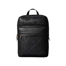 Rucksack Calvin Klein "XL EMBLEM AOP EMBOSS ROUND BACKP", Damen, Gr. B/H/T: 28cm x 43cm x 16cm, schwarz, Lederimitat, Basic, Rucks&auml;cke Rucksack, Cityrucksack, Freizeitrucksack mit CK-Logo