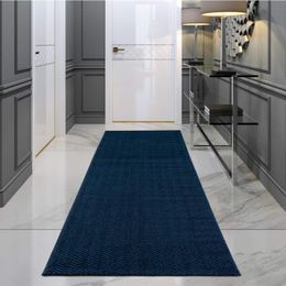 Teppich Carpet City "Frise&eacute;-Teppich FANCY805", blau, B:80cm H:12mm L:150cm, Polypropylen, Teppiche, Teppich, L&auml;ufer, Kurzflor, Einfarbig, 3D-Optik, Zickzack Look, Wohnzimmer