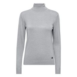 Rollkragenpullover oxmo "Rollkragenpullover OXKatja", Damen, Gr. XL, grau (mid grau melange), Obermaterial: 80% Viskose CV. 20% Nylon NY., Pullover Rollkragenpullover