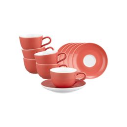 Tasse Seltmann Weiden "Espressotasse mit Untertasse Liberty Pure Colors 90 ml 6er Set", rot (flamingo rot), 12 tlg., Porzellan, Trinkgef&auml;&szlig;e, Tasse