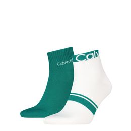 Kurzsocken Calvin Klein "CK MEN QUARTER LOGO STRIPE", Herren, jade gr&uuml;n, Baumwollmischung, normal, Socken, mit breitem Rippenb&uuml;ndchen, Cotton-Mix