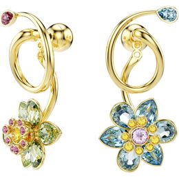 Paar Ohrstecker Swarovski "Schmuck Geschenk Idyllia Drop-Ohrh&auml;nger Blume", gold (gelbgoldfarben, metallfarben, blau, gr&uuml;n, gelb, lila, rosa,, blau, gr&uuml;n, gelb, lila, rosa,), Ohrringe, Damen, Metall, mit Swarovski Kristall