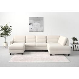 Sit & More Wohnlandschaft SIT & MORE "Far&ouml; U-Form", beige (creme), B:325cm H:90cm T:187cm, Sofas, Wohnlandschaft, inklusive Federkern, wahlweise mit Bettfunktion und Bettkasten