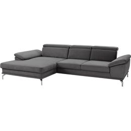 Sit & More Ecksofa SIT & MORE "Scorpio L-Form", grau (steel), B:311cm H:85cm T:181cm, Sofas, Ecksofa, inklusive Sitztiefenverstellung, wahlweise mit Kopfverstellung