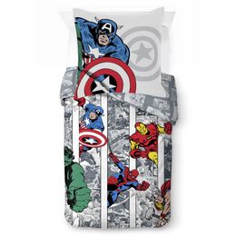 Kinderbettw&auml;sche MARVEL "MARVEL Comics Bettbezug-Set 135x200 cm + Kissenbezug 80x80 cm", wei&szlig;, B/L: 137cm x 200cm, 1 Stk., 1 Stk., Washed Cotton, B/L: 80cm x 80cm, 2 tlg., Washed Cotton, Obermaterial: 100% Baumwolle, Bettw&auml;sche, 100 % Baumwolle, maschinenwaschbar, wendbar