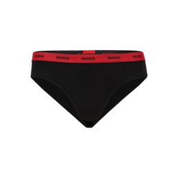 Slip Hugo "Slip Brief Stripe 3er Pack", Damen, Gr. L, schwarz (schwarz, rot), Obermaterial: 95% Baumwolle CO. 5% Elasthan EL., Unterhosen Slip