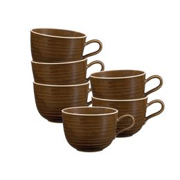 Tasse Seltmann Weiden "Milchkaffeetassen Terra 400 ml 6er Set", braun (erdbraun), 6 tlg., Porzellan, Trinkgef&auml;&szlig;e, Tasse