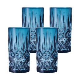Longdrinkglas Nachtmann "Longdrinkgl&auml;ser Noblesse 395 ml 4er Set", blau (vintage blau), Glas, Trinkgef&auml;&szlig;e