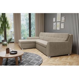 Ecksofa DOMO collection "Treviso viele Bez&uuml;ge, auch in Cord, L-Form, B/T/H: 267/80/83 cm", braun (schlamm), B:267cm H:83cm T:178cm, 100% Polyester, Sofas, Ecksofa, wahlw. mit Bettfunktion, inkl. Zierkissen, Unser Dauertiefpreis, Topseller