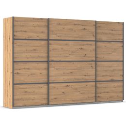 Kleiderschrank Rauch "Schwebet&uuml;renschrank OTTO&acute;s Choice Garderobe Schrank TOP ANGEBOT Avola", braun (eiche artisan, leisten graumetallic), B:315cm H:210cm T:62cm, Holzwerkstoff, Schr&auml;nke, Kleiderschrank, mit eleganten Zierleisten in Chrom, Schwarz oder Wei&szlig; MADE IN GERMANY