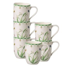 Villeroy & Boch Becher VILLEROY & BOCH "Becher mit Henkel Colourful Spring 340 ml 6er Set bunt", bunt, Porzellan, Trinkgef&auml;&szlig;e, Becher