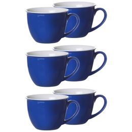 Ritzenhoff & Breker Tasse RITZENHOFF & BREKER "Jumbotassen Doppio 350 ml 6er Set", blau (indigo blau), Porzellan, Trinkgef&auml;&szlig;e, Tasse