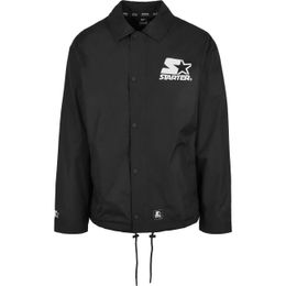 Allwetterjacke STARTER Black Label "Starter Black Label Herren Starter Coach Jacket", Herren, Gr. S, schwarz, 100% Polyester, unifarben, loose fit, amerikanischer Ausschnitt, Jacken