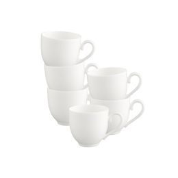 Villeroy & Boch Espressotasse VILLEROY & BOCH "Espressotassen White Pearl 70 ml 6er Set wei&szlig;", wei&szlig;, Porzellan, Trinkgef&auml;&szlig;e, Espressotasse