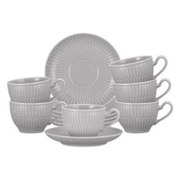 Espressotasse Seltmann Weiden "Espressotassen mit Untertassen Amina 100 ml 6er Set", grau (silbergrau), 12 tlg., Porzellan, Trinkgef&auml;&szlig;e, Espressotasse