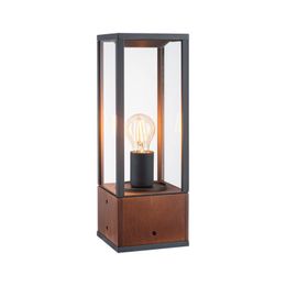 LED Gartenstrahler Paulmann "Lichtobjekt Timba IP44 eckig, 60W 230V E27 Holz", braun, B:14,2cm H:40cm T:14,2cm, Leuchten, LED Gartenstrahler