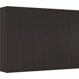 Dreht&uuml;renschrank Rauch "Kleiderschrank Schrank Garderobe W&auml;scheschrank BESTSELLER MONTCLAR", schwarz, griffe graphit, B:301cm H:223cm T:60cm, Holzwerkstoff, Schr&auml;nke, Dreht&uuml;renschrank, Front in Glas/Hochglanz/Dekor/Grauspiegel in 5 Breiten MADE IN GERMANY, Topseller