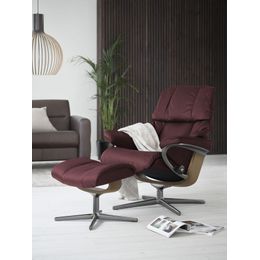 stressless "Reno" Set, Relaxsessel mit Hocker, mit Hocker, mit Cross Base, Gr&ouml;&szlig;e S, M & L, Holzakzent Eiche