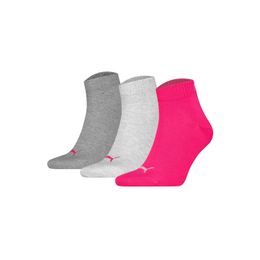Kurzsocken Puma "Socken Quarter Plain 3P 3er Pack", Herren, Gr. 39-42, pink (pink, grau), Obermaterial: 68% Baumwolle CO. 18% Polyamid PA. 12% Polyester PES. 2% Elasthan EL., Socken