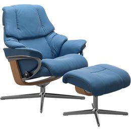 stressless "Reno" Set, Relaxsessel mit Hocker, mit Hocker, mit Cross Base, Gr&ouml;&szlig;e S, M & L, Holzakzent Eiche