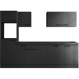 K&uuml;chenzeile respekta "Oliver", schwarz (k&uuml;che: grau, front: grau matt, korpus: grau matt, arbeitsplatte: granit optik), B:280cm H:205cm T:60cm, Komplettk&uuml;chen-Sets, K&uuml;chenzeile, Breite 280 cm, 90 cm Arbeitsh&ouml;he, in exklusiver Konfiguration f&uuml;r OTTO