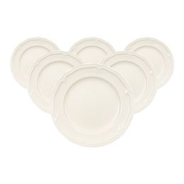 Villeroy & Boch Fr&uuml;hst&uuml;cksteller VILLEROY & BOCH "Fr&uuml;hst&uuml;cksteller Manoir &oslash; 20,7 cm 6er Set wei&szlig;", wei&szlig;, Speiseteller