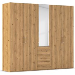 Dreht&uuml;renschrank Rauch "Kleiderschrank Schrank Garderobe Schlafzimmerschrank EVELYN", braun (asteiche), B:251cm H:223cm T:61cm, Holzwerkstoff, Schr&auml;nke, Dreht&uuml;renschrank, in elegantem Stil mit Schubladen 3 Breiten und 2 H&ouml;hen MADE IN GERMANY