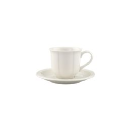 Villeroy & Boch Tasse VILLEROY & BOCH "Espressotasse mit Untertasse Manoir 80 ml wei&szlig;", wei&szlig;, Porzellan, Trinkgef&auml;&szlig;e, Tasse
