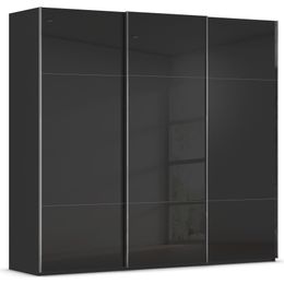 Schwebet&uuml;renschrank Rauch "Kleiderschrank Schrank Garderobe Schlafzimmerschrank CONTIDO", schwarz (schwarz, glas schwarz), B:242cm H:223cm T:68cm, Holzwerkstoff, Schr&auml;nke, Schwebet&uuml;renschrank, aus hochwertigem Material in 6 Breiten 2 Griff-Farben MADE IN GERMANY