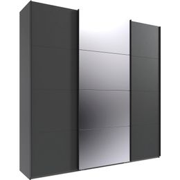 Kleiderschrank wimex "Mugano, Made in Germany, Lieferung bis in Deine Etage und Stellort", schwarz (grafit, griffe schwarz), B:225cm H:236cm T:65cm, Holzwerkstoff, Schr&auml;nke, Kleiderschrank, 3 Schwebet&uuml;ren, gro&szlig;e Gr&ouml;&szlig;en, mit oder ohne Spiegel, Metallgriffe