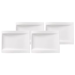 Villeroy & Boch Fr&uuml;hst&uuml;cksteller VILLEROY & BOCH "Fr&uuml;hst&uuml;cksteller NewWave 26 x 20 cm 4er Set wei&szlig;", wei&szlig;, Speiseteller