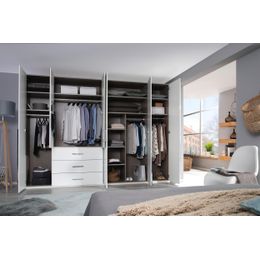 Dreht&uuml;renschrank Rauch "Kleiderschrank Schrank Garderobe W&auml;scheschrank MONTCLAR", wei&szlig; (wei&szlig;, hochglanz wei&szlig;), B:301cm H:223cm T:60cm, Holzwerkstoff, Schr&auml;nke, Dreht&uuml;renschrank, mit Schubk&auml;sten und Spiegel, inkl. W&auml;scheeinteilung MADE IN GERMANY