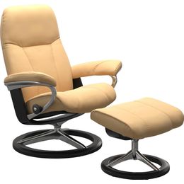 stressless "Consul" Set, Relaxsessel mit Hocker, mit Hocker, mit Signature Base, Gr&ouml;&szlig;e S, Gestell Schwarz