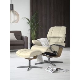 stressless "Reno" Set, Relaxsessel mit Hocker, mit Hocker, mit Cross Base, Gr&ouml;&szlig;e S, M & L, Holzakzent Eiche