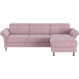 Ecksofa Home Affaire "Calypso L-Form", rosa (altrosa), B:260cm H:85cm T:172cm, 100% Polyester, Sofas, Ecksofa, mit motorischen Funktionen im Sofa und Recamiere