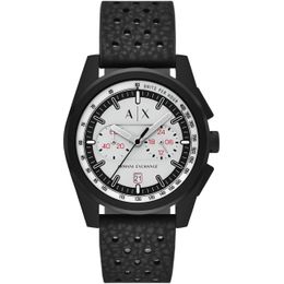 Chronograph Armani Exchange, schwarz-wei&szlig; (schwarz, wei&szlig;), Armbanduhren, Damen, Chronograph, Quarzuhr,Armbanduhr,Herrenuhr,Kautschukarmband,Datum,Stoppfunktion